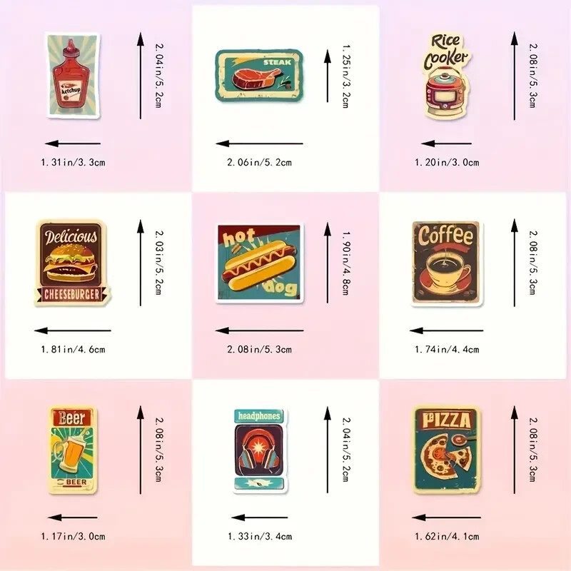 50pc Vintage Food Poster Sticker Pack Lot Laptop, Scrapbook, Journaling ...
