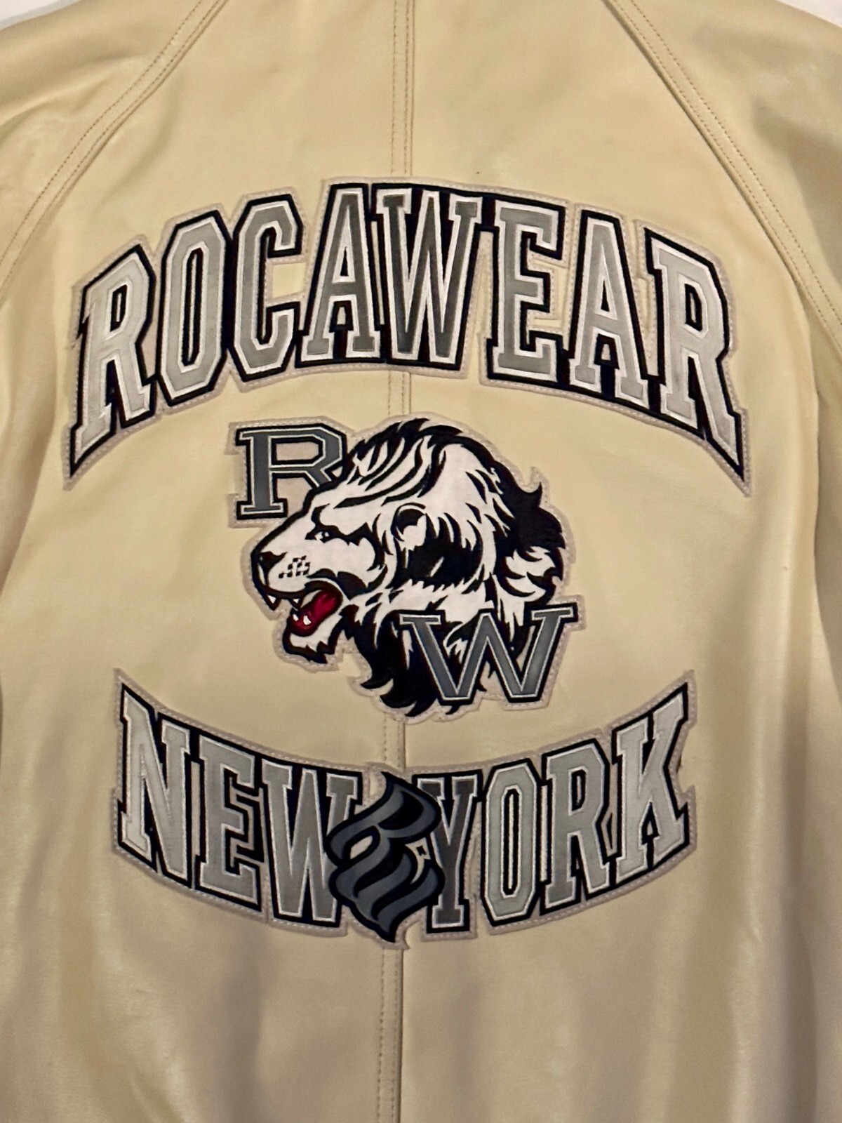 Rocawear RARE collectors vintage NY logo leather jack… - Gem
