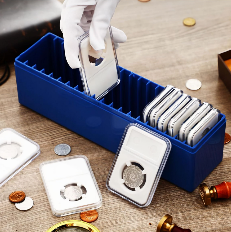 2 Blue Coin Slab Storage Boxes for 40 Coin Slabs Compatible with PCGS ...