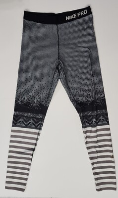 Nike Women's Pro Hyperwarm Tights Grey/Black/White Size L | eBay
