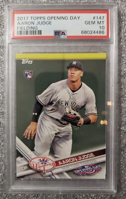 Aaron Judge PSA 10 2017 Topps Opening Day Fielding Rookie #147 Yankees ...