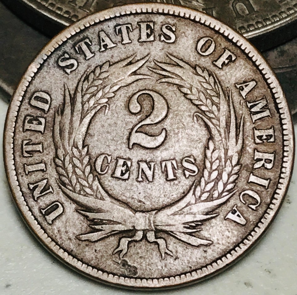 1869 Two Cent Piece 2C Ungraded Post Civil War Date US Copper Coin ...