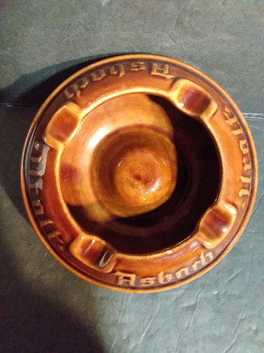 Asbach Uralt Ceramic 5.5" Diam Brown Glazed Ashtray German Brandy Cigar ...