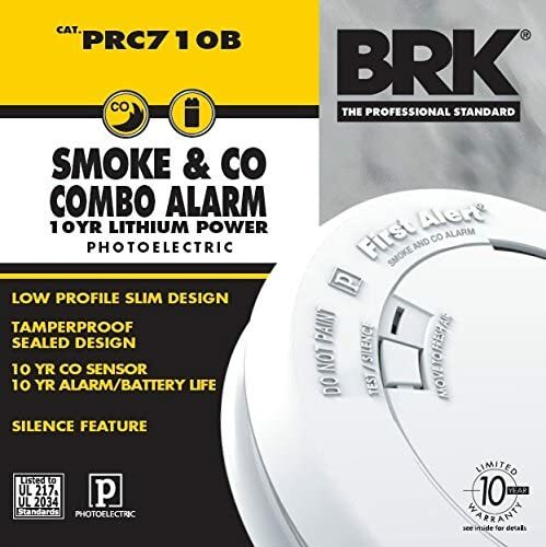 First Alert BRK PRC710B Smoke & Carbon Monoxide Detector Alarm w/10 ...