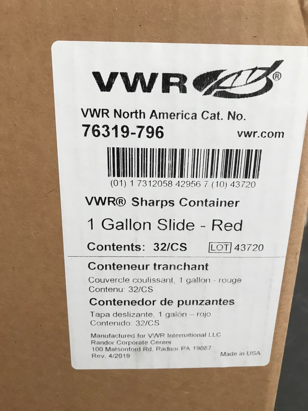 VWR 76319-796 Sharps Container - 1 Gallon for sale online | eBay