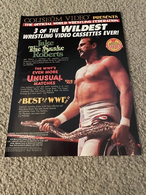 1987 WWF COLISEUM VHS Video Poster Print Ad JAKE THE SNAKE ROBERTS BEST ...