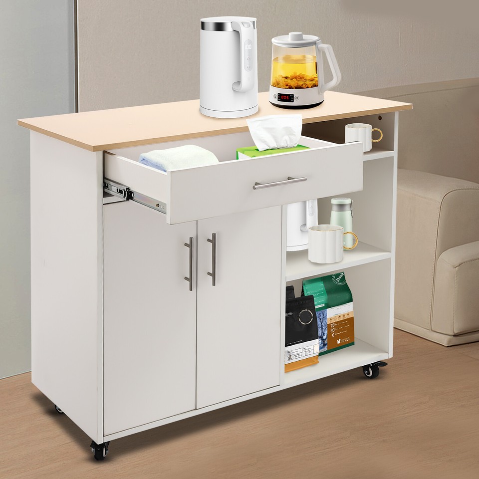 Island Side Table Kitchen Cart Rolling Kitchen Free Standing Trolley w ...