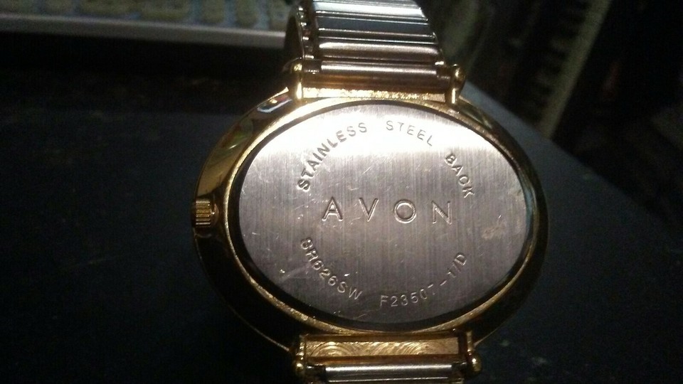 LADIES AVON Oval Stone Face GOLD Stretch Band WATCH Running | eBay