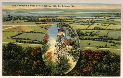 Lake Champlain from Tower-Bellvue Hill, St. Albans, Vermont VT Vintage ...