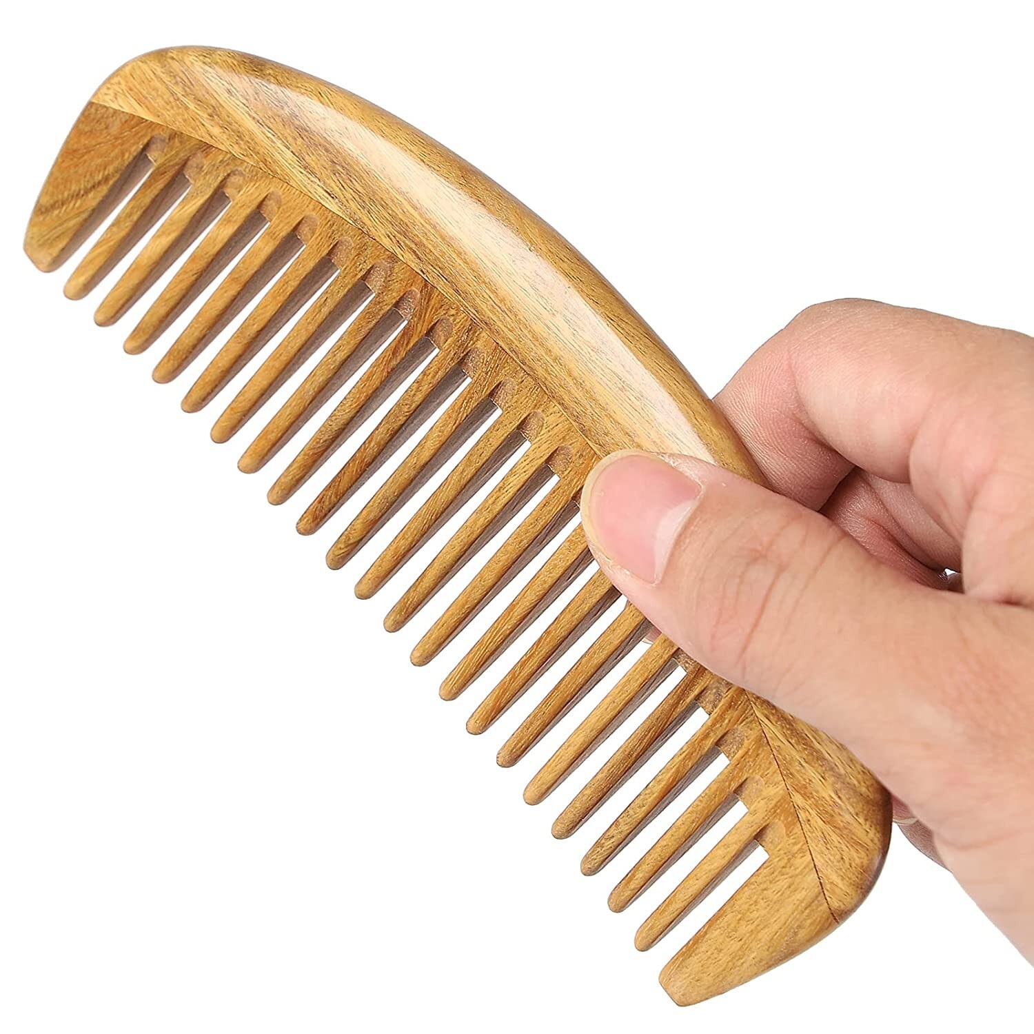Onedor Handmade 100% Natural Green Sandalwood Wooden Oval Comb (Fine ...
