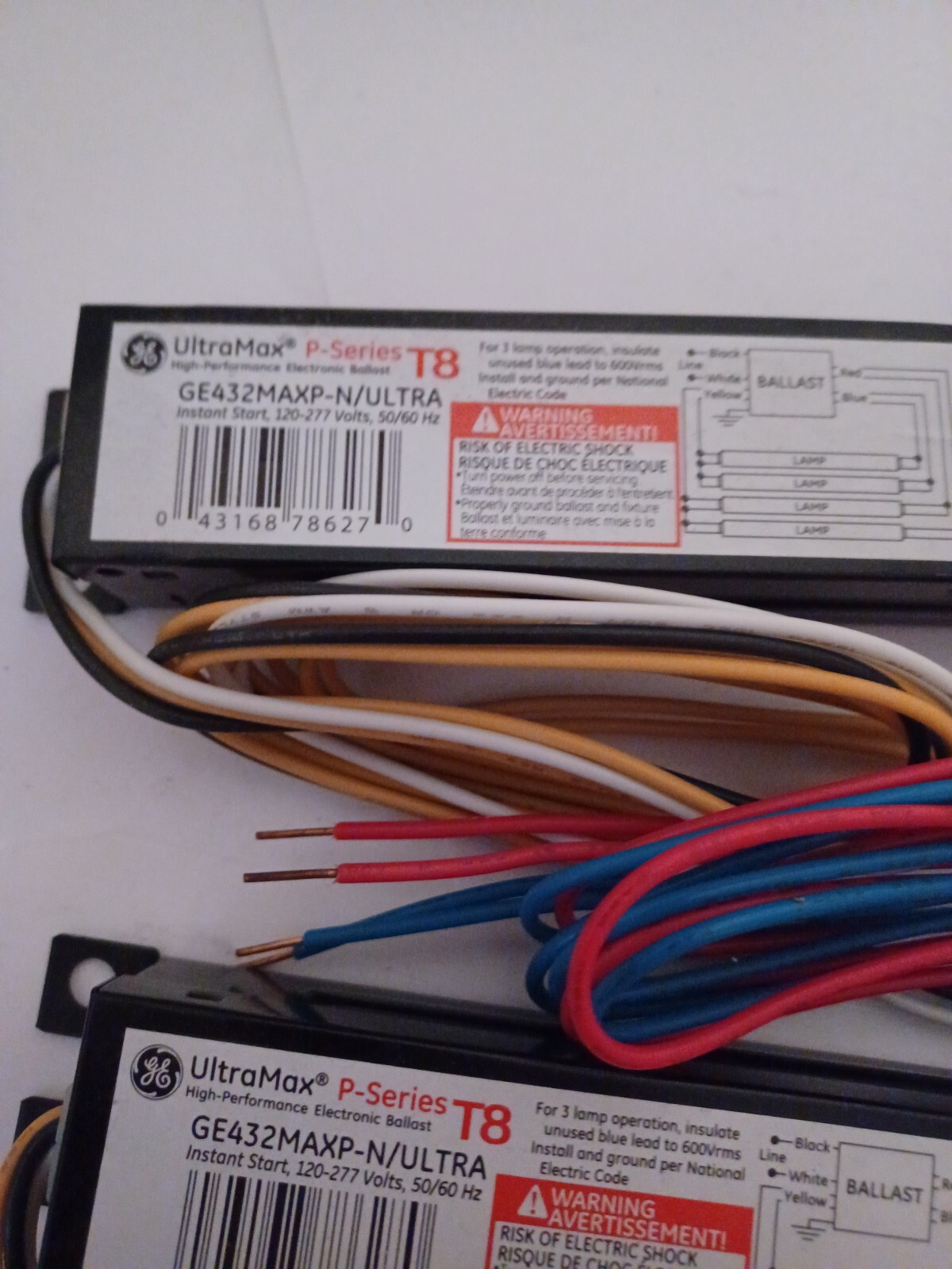 (2) GE GE432MAX-N UltraMax Electronic Ballast High Efficiency 120/277 ...