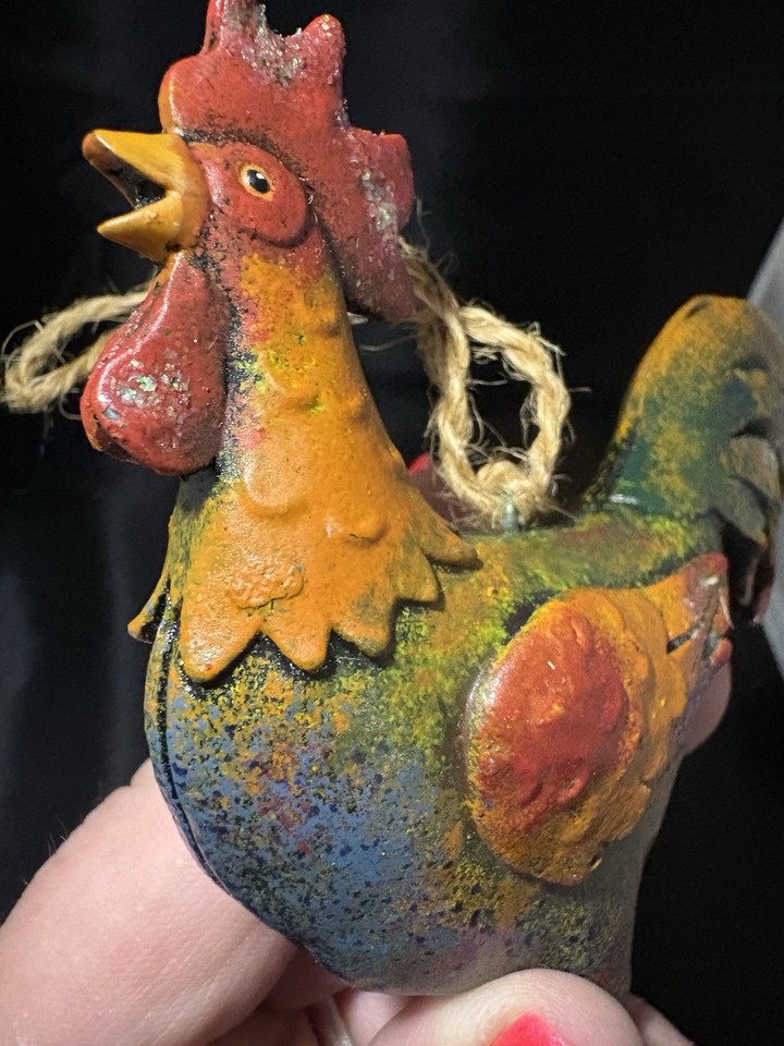 VTG Hand Painted Cast Resin Rooster Figurine 5" Farmhouse Chicken ...
