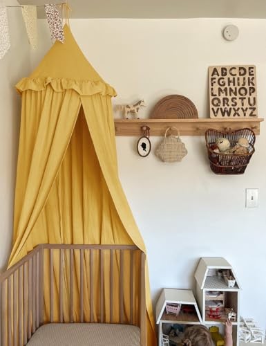 JIKAL Kids Bed Canopy with Ruffles Cotton Hanging Tent Frills Curtain ...