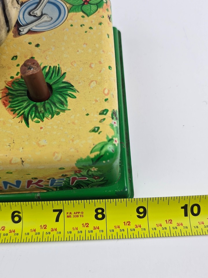 Mischief Monkey Barking Bulldog Doghouse Tin Litho Toy Japan -Working ...