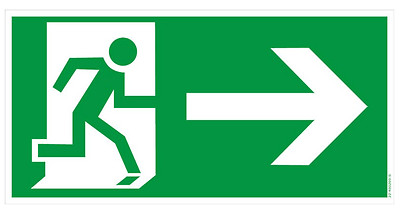 Fluchtweg Notausgang Schild PVC nachleuchtend Pfeil rechts 400x200mm ...