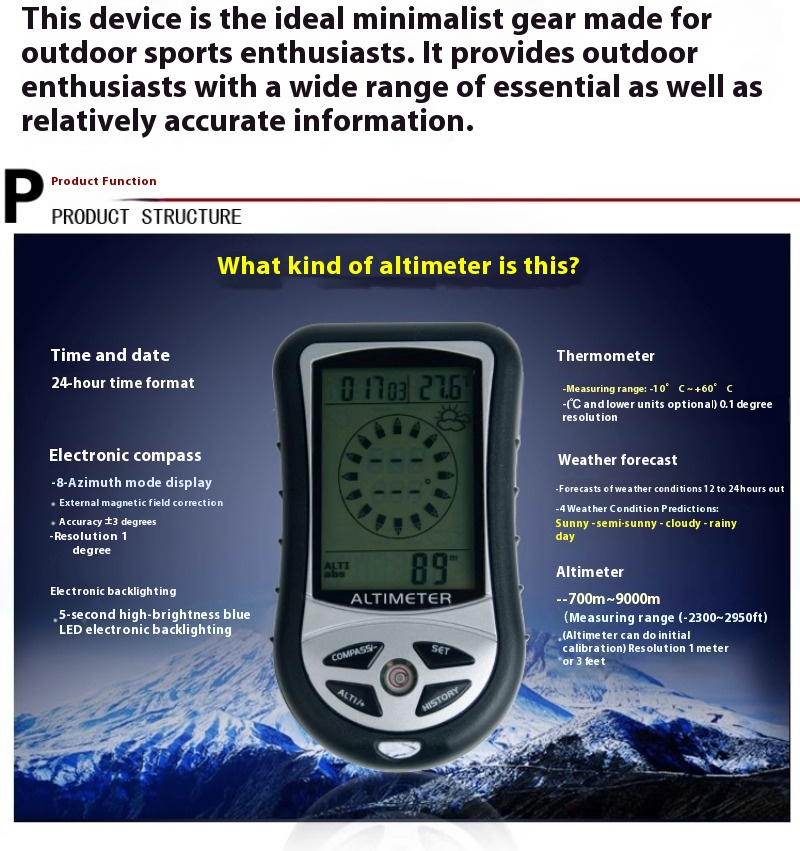 Multi-functional Digital Altimeter Barometer Thermometer Compass ...