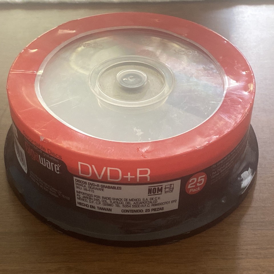 GIGAWARE DVD R 120Min 4.7GB DATA 16X Speed 25 Pack Blank Discs New ...