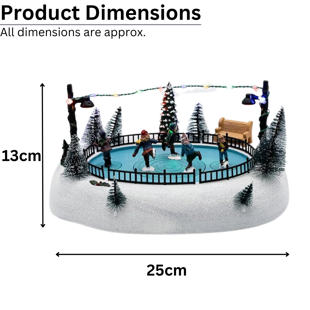 Christmas Village Scene Decoration Ice Skating Musical Moving Ornament ...