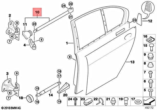 BMW E66 OEM Left Rear Door Brake Rod Part Number 51227063829 for sale ...