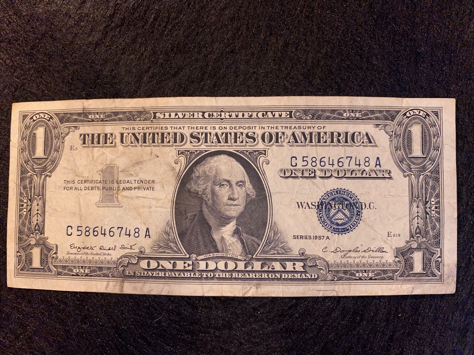 1957A—1957-A SERIES $1 -ONE DOLLAR BLUE SEAL NOTE SILVER CERTIFICATE C ...