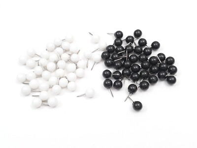 NEW 80 ROUND PUSH PINS 40 WHITE & 40 BLACK 3/8" DIAMETER MAP | eBay