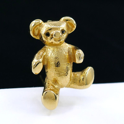 VINTAGE SPHINX OF ENGLAND TEDDY BEAR FIGURAL PIN BROOCH BLACK CRYSTAL ...