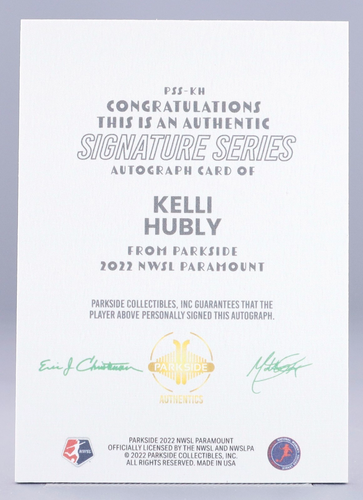 Kelli Hubly 2022 Parkside NWSL Paramount Signature Series Autograph PSS ...