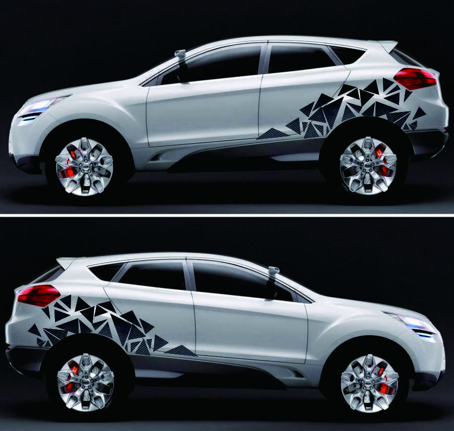 78"x23" Car Side Stickers Camouflage Triangles Graphics Decals Carbon ...