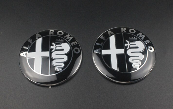 2x New Black 74mm ALFA ROMEO badges Logo Emblems Badges Stickers 147 ...
