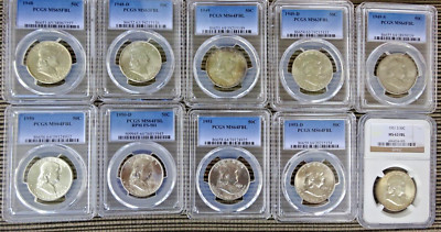 Franklin Half Dollar Set PCGS/NGC (MS 62-65) 1948-1963 32 OF 34 COINS ...