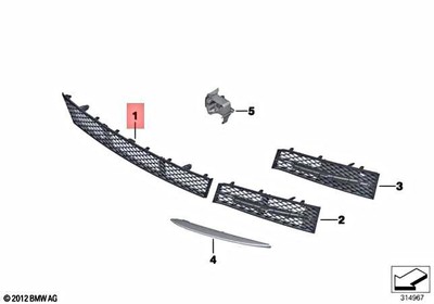 Genuine BMW F10 F11 F18 Front Bumper Air Inlet Center Grille ACC OEM ...