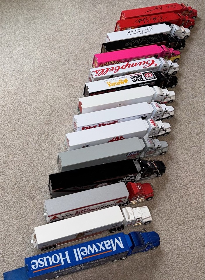 15 NASCAR 1:64 Race Car Haulers Transporters Action ERTL Kenworth ...