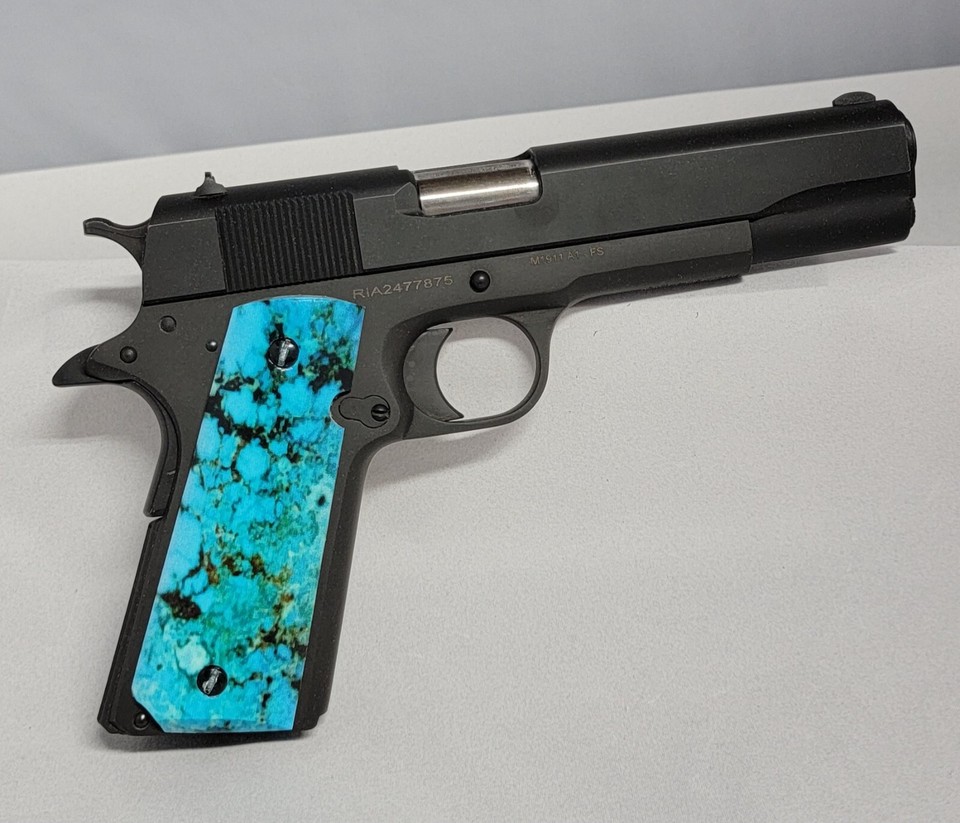 1911 full size faux turquoise HD/UV image printed on wood grips | eBay