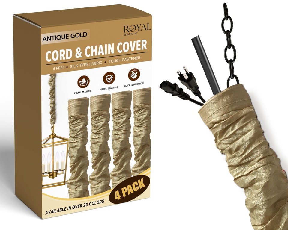 Royal Designs, Inc. Decorative Fabric Cord Cover Chandelier Chain Cover ...