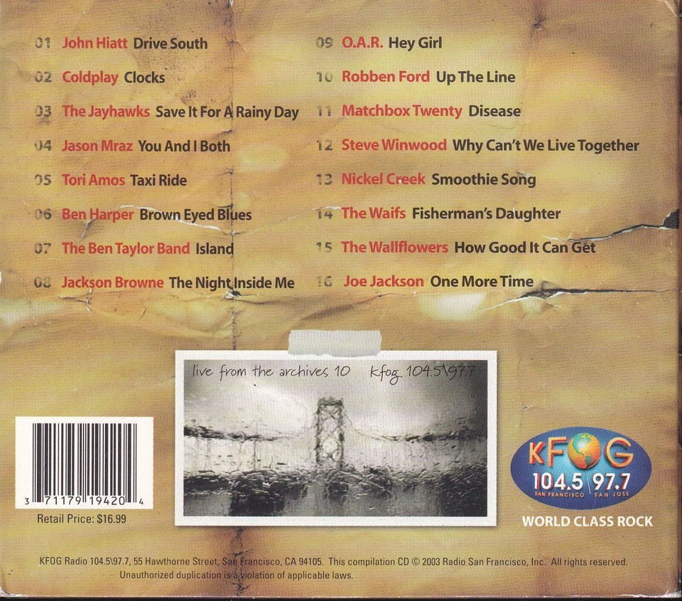 CD: VARIOUS ARTISTS - Live From The Archives 10 | eBay