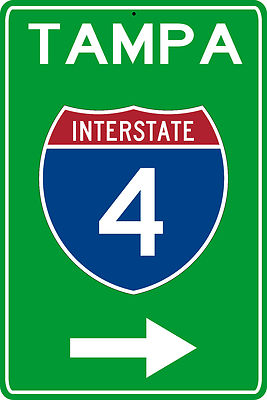 Tampa Bay, Florida I-4 Large Metal 12" x 18" Interstate Metal Sign | eBay