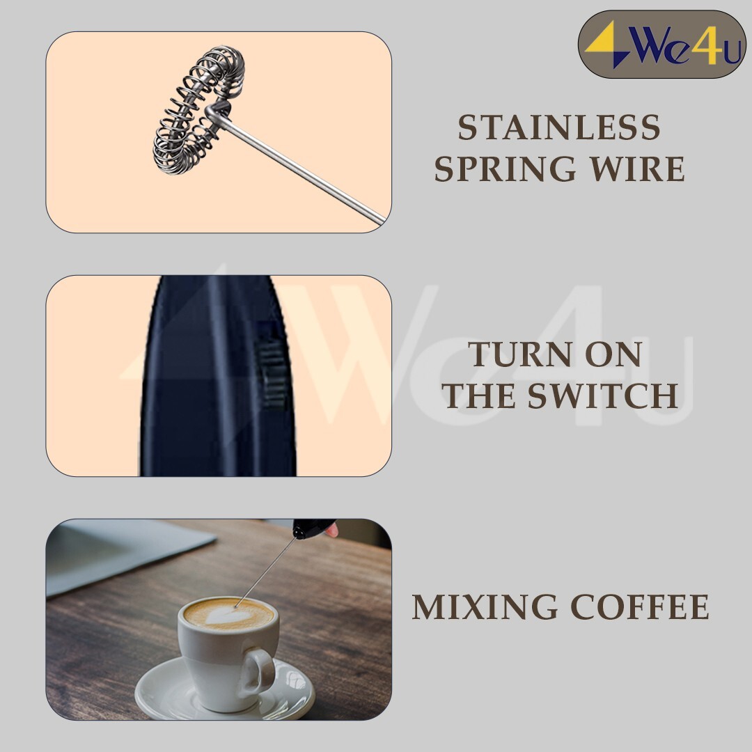 We4u Milk Coffee Latte Frother Handy Steel Whisks Cappuccino Hot ...