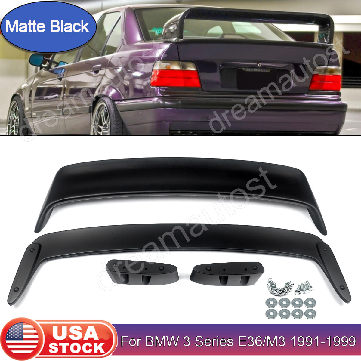 For BMW 3 Series E36/M3 91-1998 LTW GT Style Rear Trunk Spoiler Wing ...