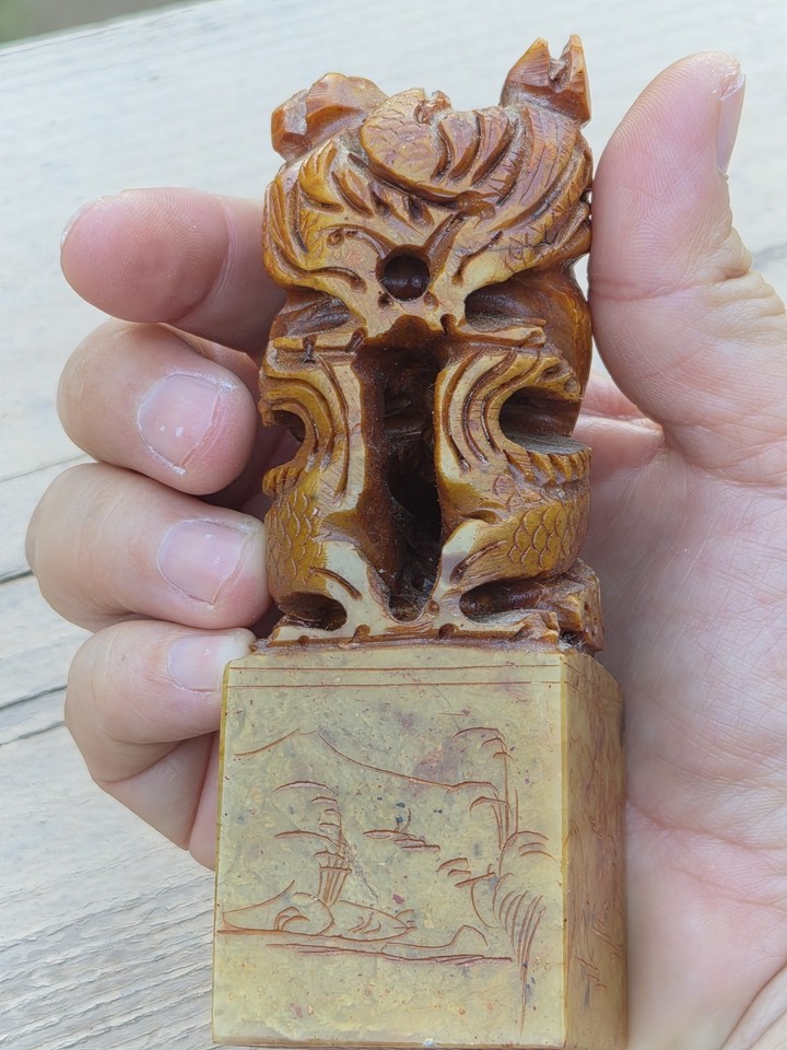 Chinese Seal Kit Carved Shoushan Stone Chop Stamp With Red Ink 2 ...