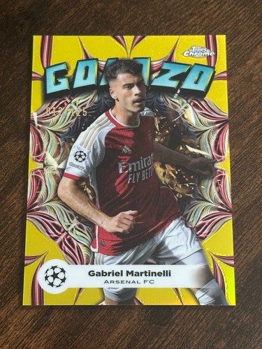 2023-24 Topps Chrome UEFA GABRIEL MARTINELLI Golazo Yellow Refractor ...