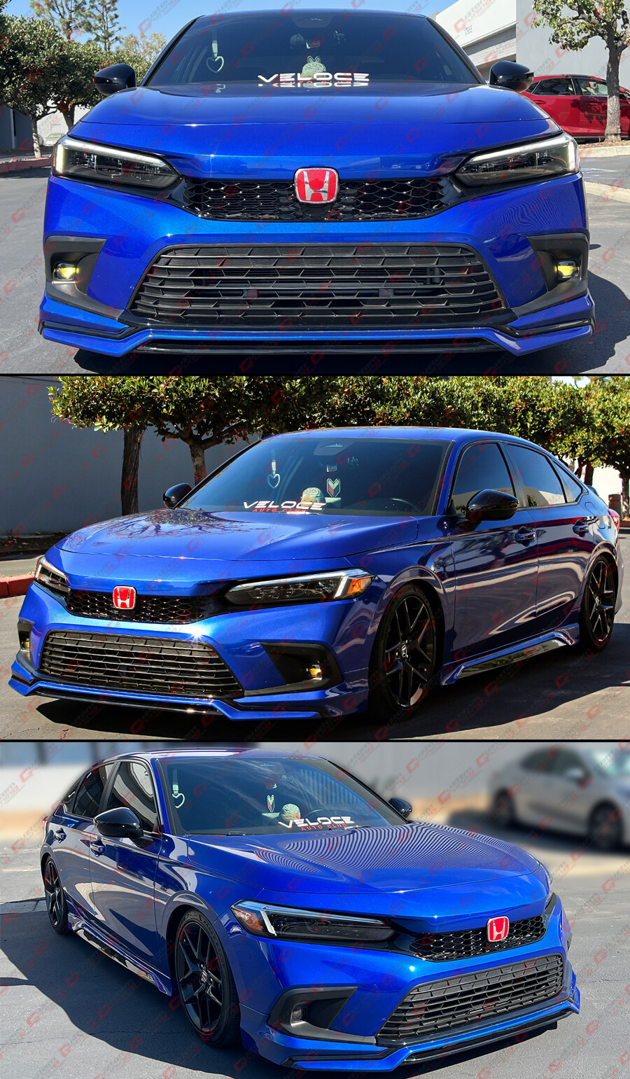 For 2022-24 Honda Civic 4dr Sedan FL5 Type-r Style Mesh Gloss Black ...