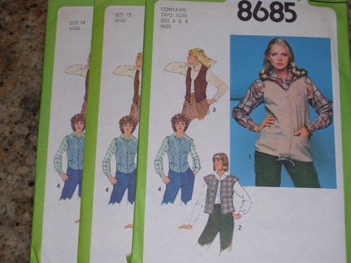 🌺UNCIRCULATED 1978 SIMPLICITY #8685-LADIES (4 STYLE) RETRO VEST PATTERN ...
