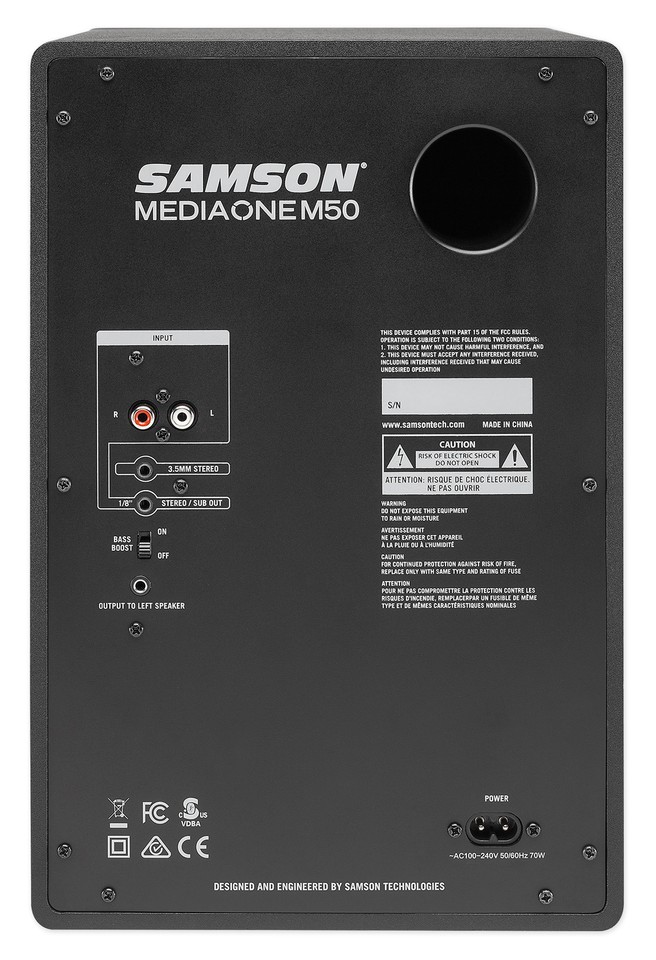 Pair Samson M50 5" Powered Studio/Computer/Podcast Reference Monitors ...