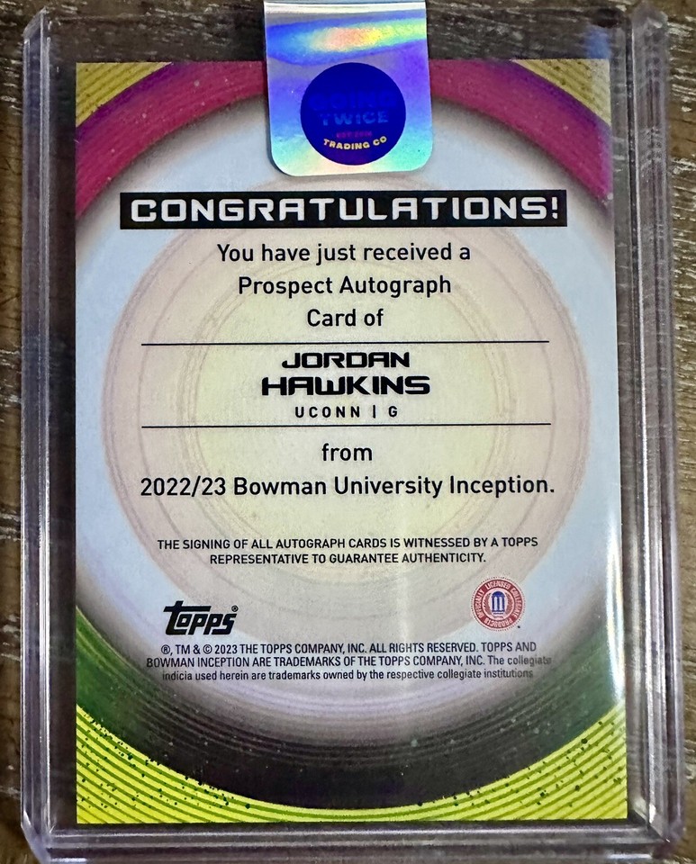 2022-23 Bowman Inception Basketball Jordan Hawkins Auto/99 New Orleans ...
