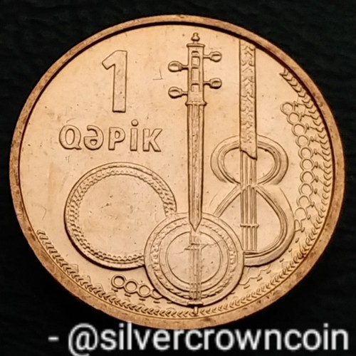 Azerbaijan NO Date 1 Qapik 2006. One Cent coin. Musical Instruments ...