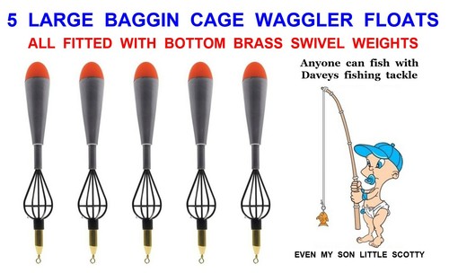 5 LARGE BAGGIN WAGGLER FLOATS COARSE CARP FISHING BAGGING METHOD CAGE ...