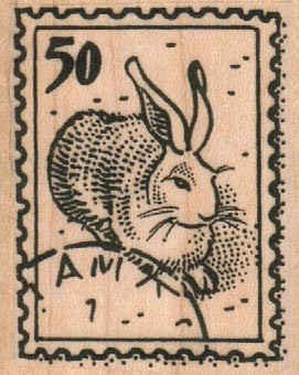 Hare Post 1 1/2 x 1 3/4" Mounted Rubber Stamp, Mixed Media Stamp | eBay