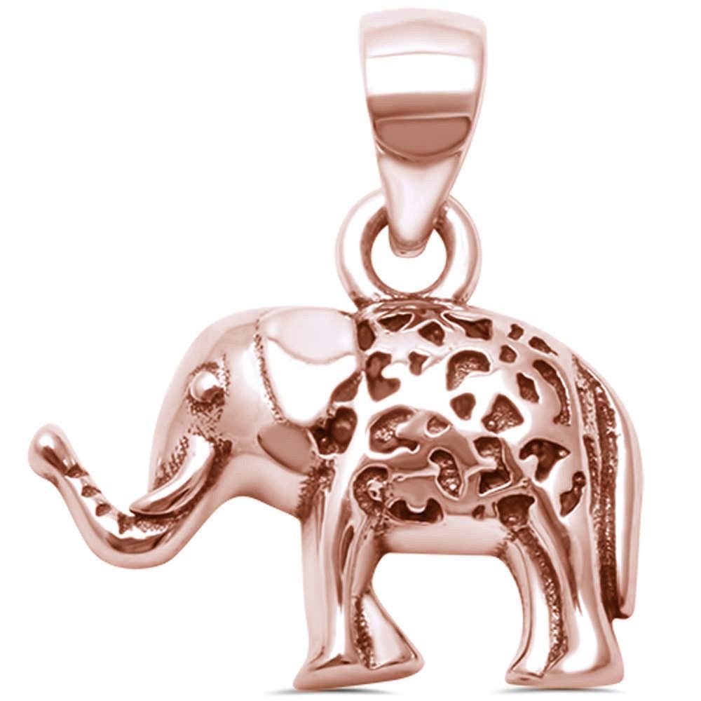 Rose Gold Plated Elephant Good Luck Charm .925 Sterling Silver Pendant ...