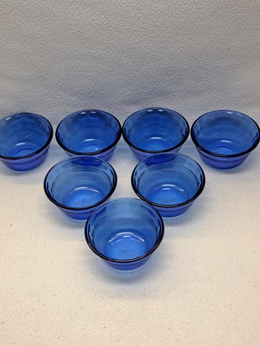 Pyrex Originals Cobalt Blue (7) #463 4" Three Ring Custard Cups ...