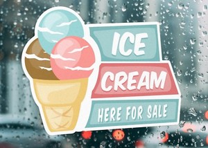 Ice Cream Here For Sale Business Food Large Self Adhesive Window Shop ...